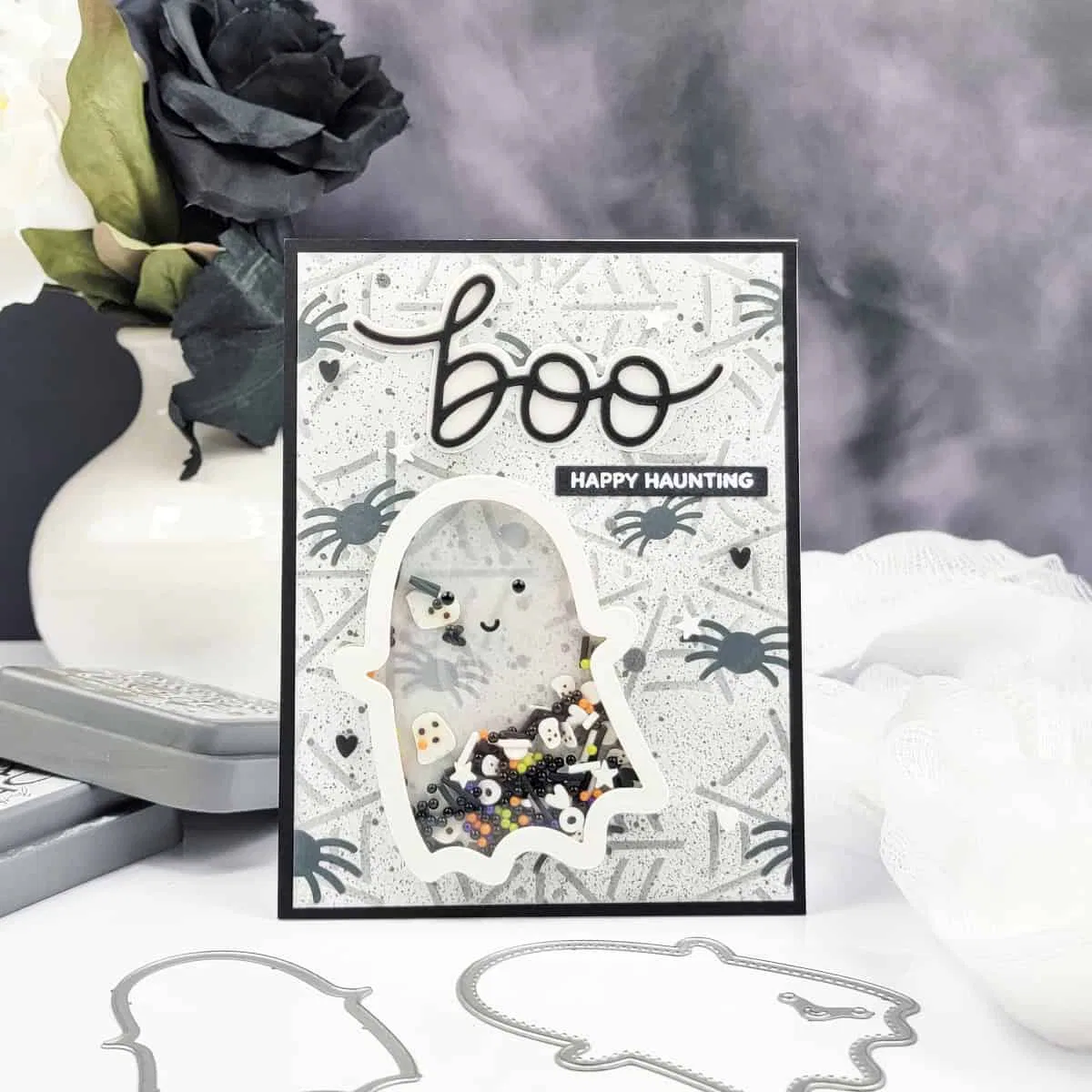 Ghost Shaker Card Pretty Pink Posh Inky Creations With April